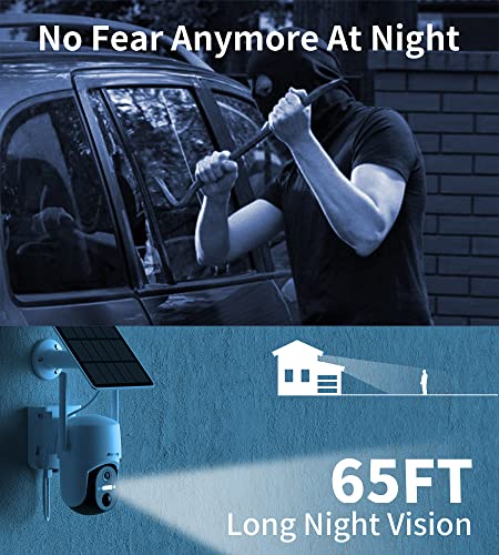 Ankway Solar Security Camera, 2K Wireless Outdoor Cameras with Smart App, Color Night Vision, 360° PTZ WiFi Camera for Video Surveillance, IP65, AI Detection, 2-Way Talk, 3.5W Solar Powered Panel