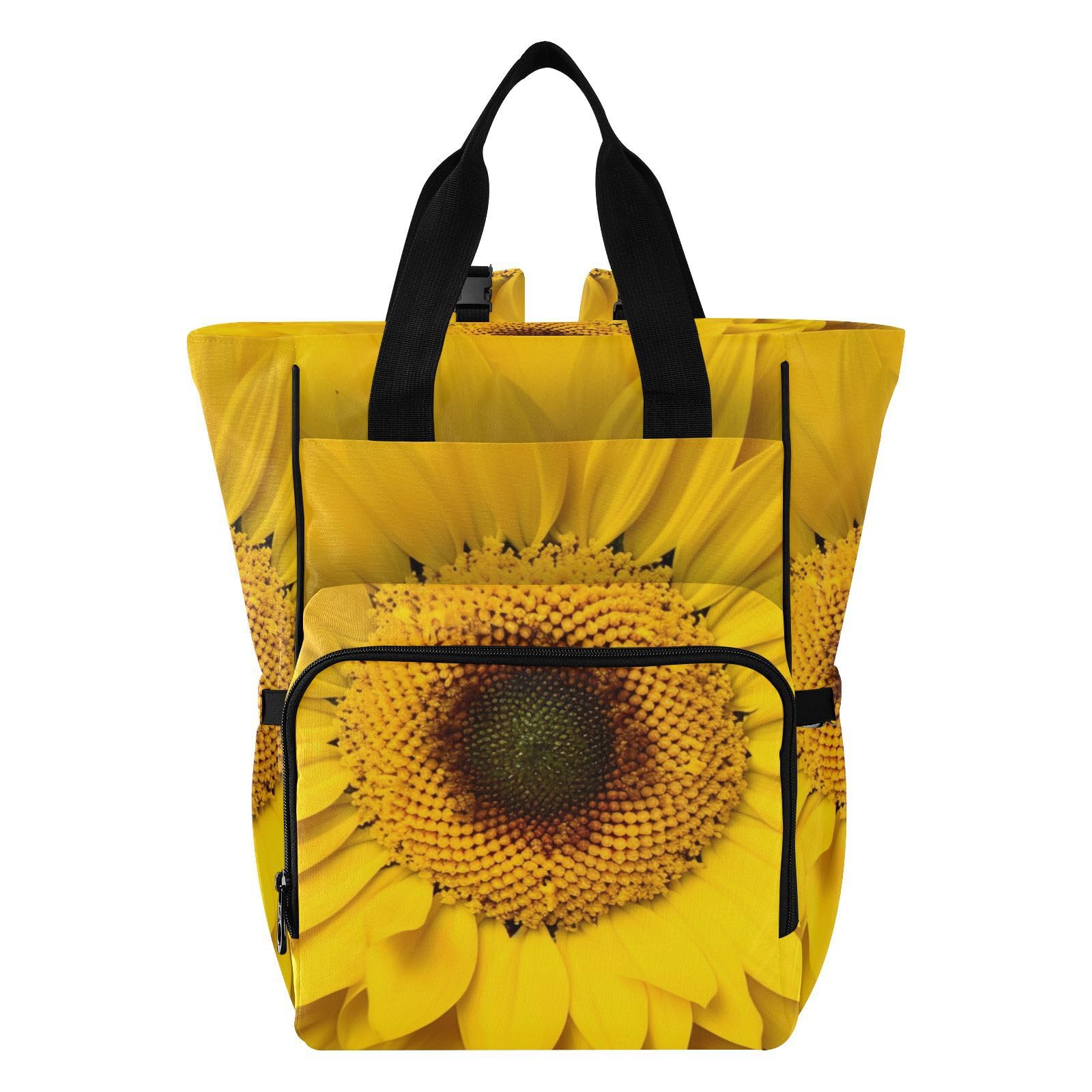 xigua Yellow Sunflower Diaper Bag Backpack Multi Function Baby Changing Bags Waterproof Large Capacity Travel Back Pack for Mom Dad