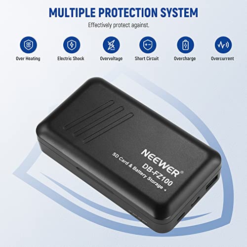 NEEWER 2280mAh NP-FZ100 Replacement Battery Charger Set, 2 Batteries and 1 USB Dual Channel Charging Case Compatible with Sony ZV-E1, FX3, FX30, A1, A9 II, A7R V, A7R IV, A7S III, A7 IV, A6600, A7C