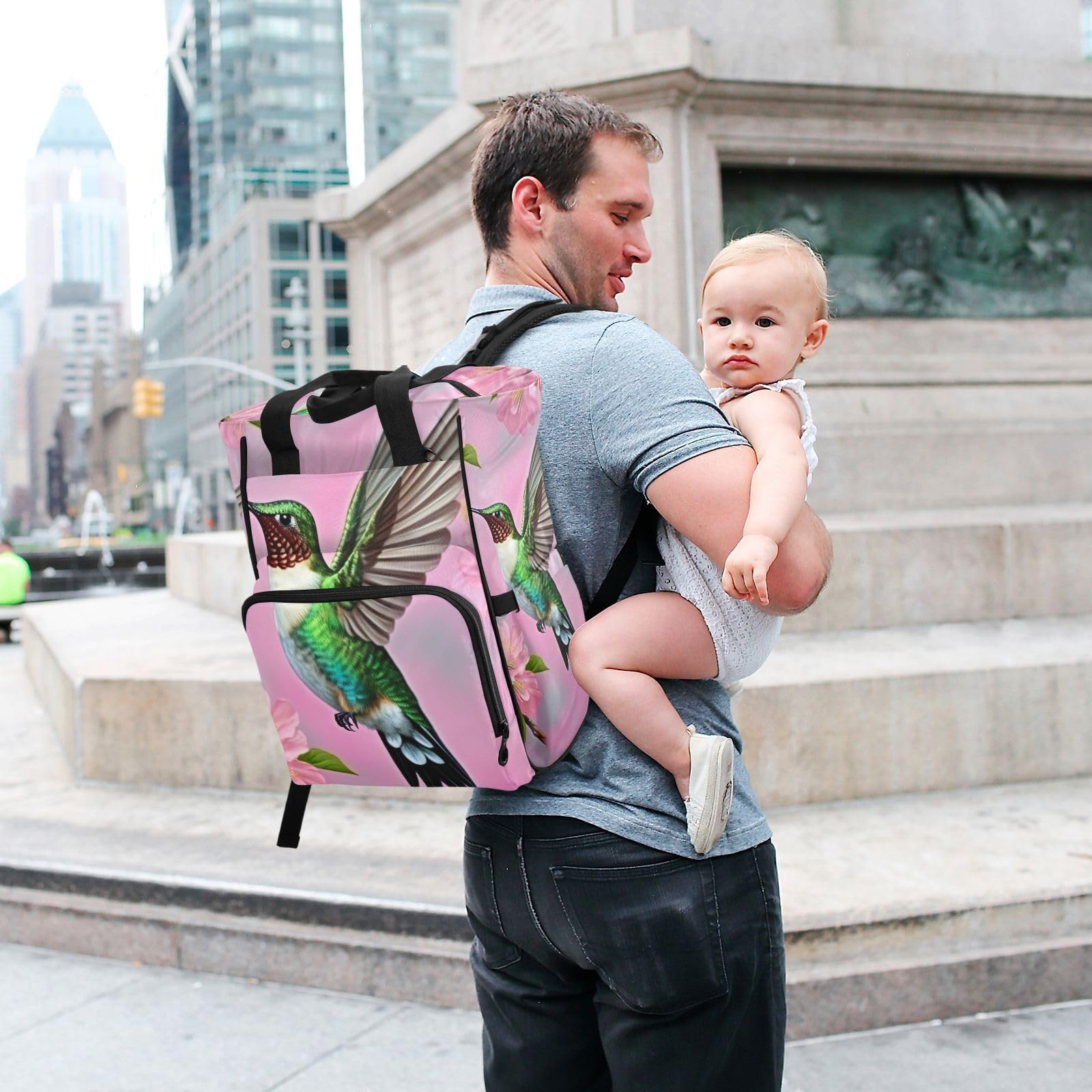 xigua Bird Hummingbird Diaper Bag Backpack Multi Function Baby Changing Bags Waterproof Large Capacity Travel Back Pack for Mom Dad