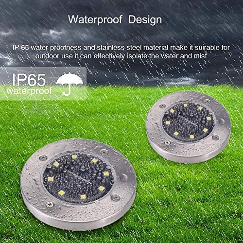 Solar Ground Lights - 8 LED Solar Garden Lights Outdoor,Disk Lights Waterproof In-Ground Outdoor Landscape Lighting for Lawn Patio Pathway Yard Deck Walkway Flood Light (1 Pack)