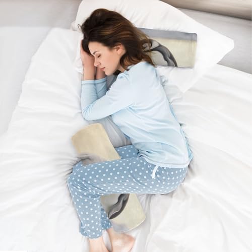 xigua Winter Penguin Neck Roll Pillow for Neck Relief with Removable Washable Cover - Memory Foam Round Cylinder Bolster, Ergonomically Designed for Head, Neck, Back, and Legs