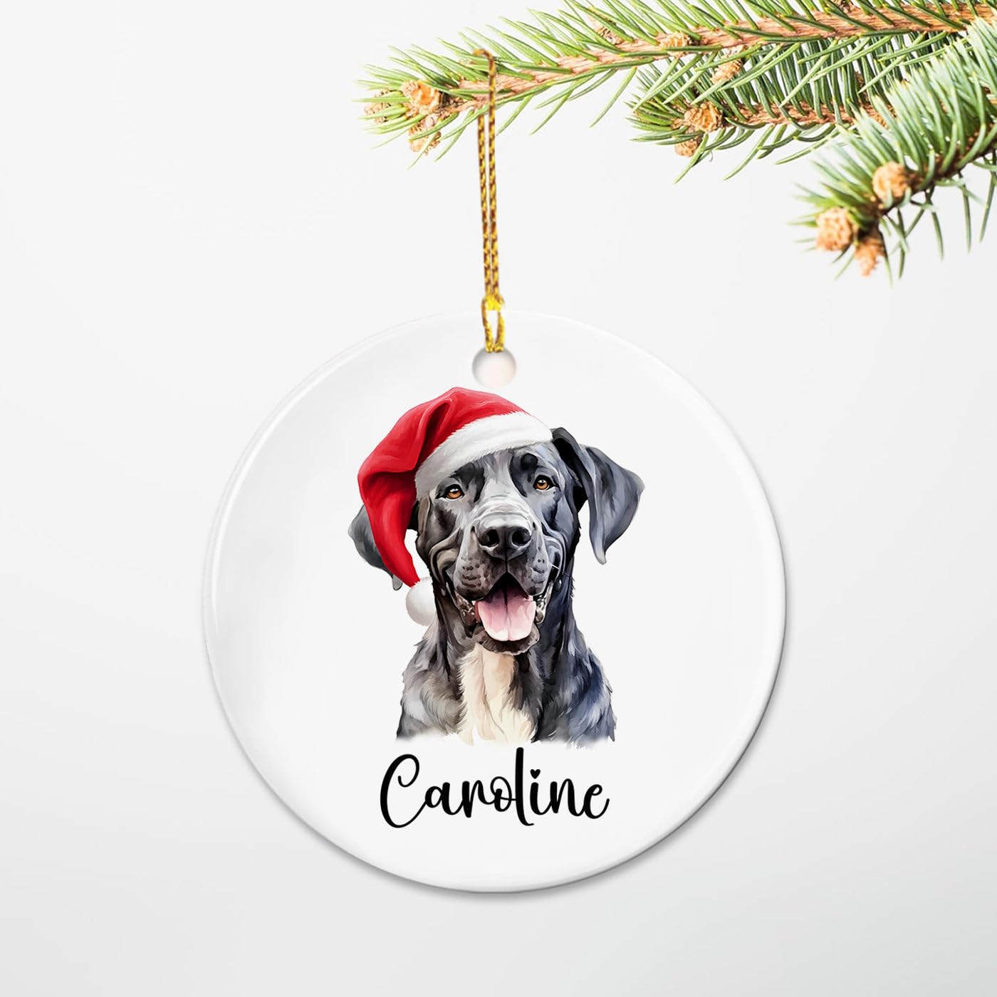 Funny Great Dane Ceramic Ornament Christmas 2025, Personalized Name Great Dane Dog Lover Ornament Xmas Tree, Custom Great Dane Christmas Ornament Gift for Dog Dad Dog Mom, Great Dane Ceramic Ornament