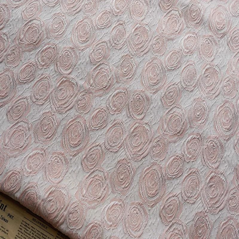 XMTXZYM 2 Meter Embossed Yarn Dyed Jacquard Fabric Women's Flower Dress DIY Making Fabric