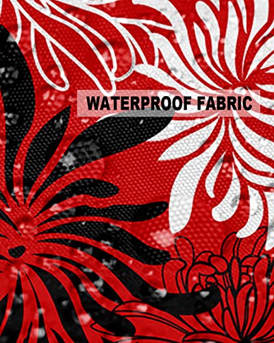 Brawvy Pillow Covers 16x16 inch Outdoor Decorative Waterproof Pillow Covers Spring Flower Red and Black Chrysanthemum Throw Pillowcase Shell for Patio Tent Couch Set of 2