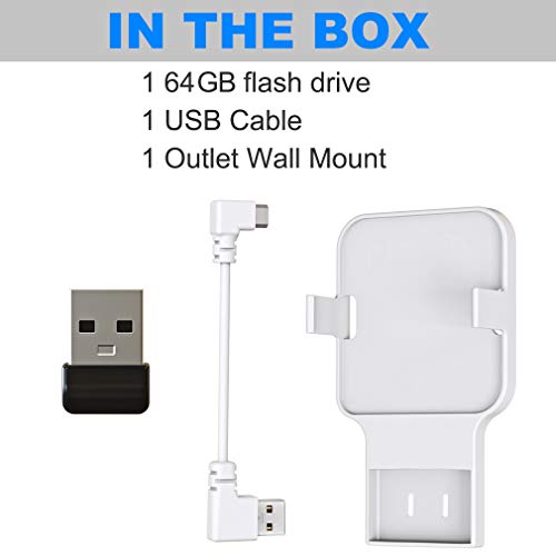 64GB USB Flash Drive and Outlet Mount for Blink Sync Module 2, Save Space and Easy Move Mount Bracket Holder for Blink Outdoor Indoor Security Camera System, Without Messy Wires or Screws