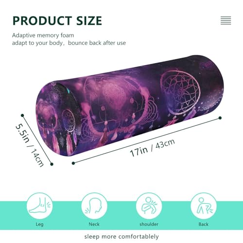 xigua Abstract Pattern Neck Roll Pillow for Neck Relief with Removable Washable Cover - Memory Foam Round Cylinder Bolster, Ergonomically Designed for Head, Neck, Back, and Legs