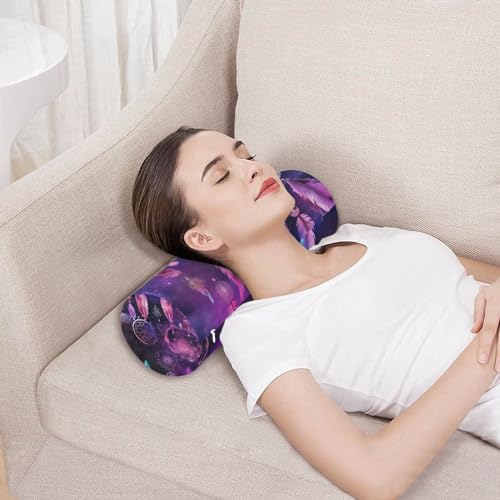 xigua Abstract Pattern Neck Roll Pillow for Neck Relief with Removable Washable Cover - Memory Foam Round Cylinder Bolster, Ergonomically Designed for Head, Neck, Back, and Legs