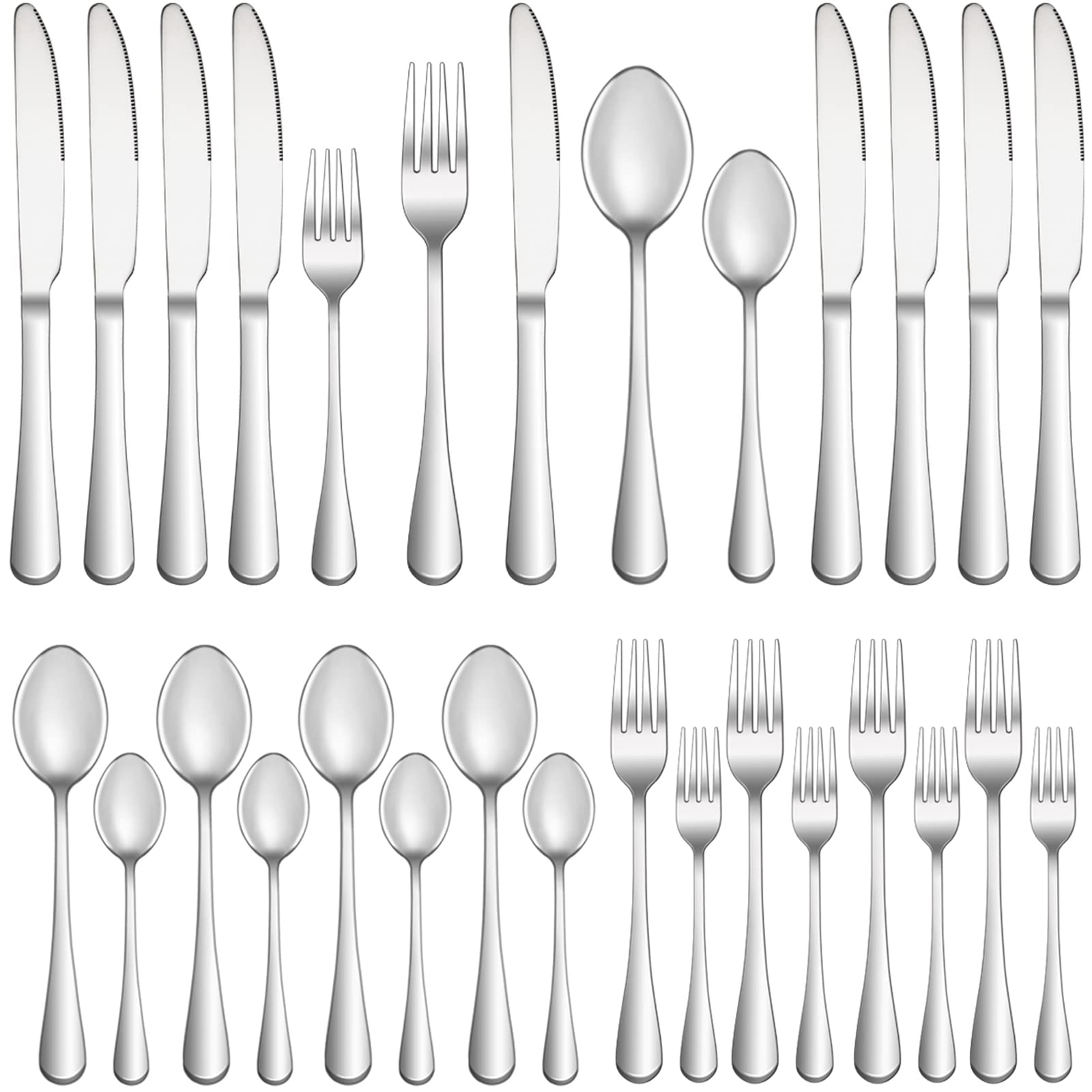 20 Piece Silverware Set Service for 4,Premium Stainless Steel Flatware Set,Mirror Polished Cutlery Utensil Set,Durable Home Kitchen Eating Tableware Set,Include Fork Knife Spoon Set,Dishwasher Safe