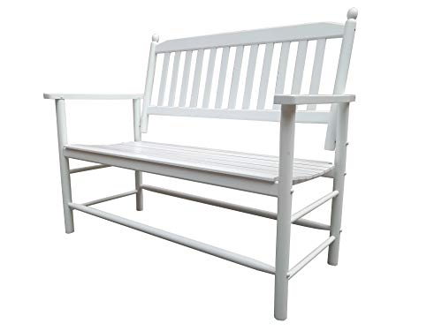 Rockingrocker - A059WT White Outdoor Wood Garden Bench - Suitable for Indoor or Outdoor - Assembled Dimensions:W49.21 x H40.16 x D26.97 inches