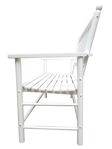 Rockingrocker - A059WT White Outdoor Wood Garden Bench - Suitable for Indoor or Outdoor - Assembled Dimensions:W49.21 x H40.16 x D26.97 inches