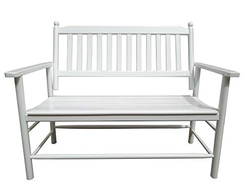 Rockingrocker - A059WT White Outdoor Wood Garden Bench - Suitable for Indoor or Outdoor - Assembled Dimensions:W49.21 x H40.16 x D26.97 inches