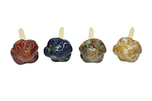 Djiale 4-Pack Ceramic Garden Mushrooms, Flower Decoration of 4.7 inches