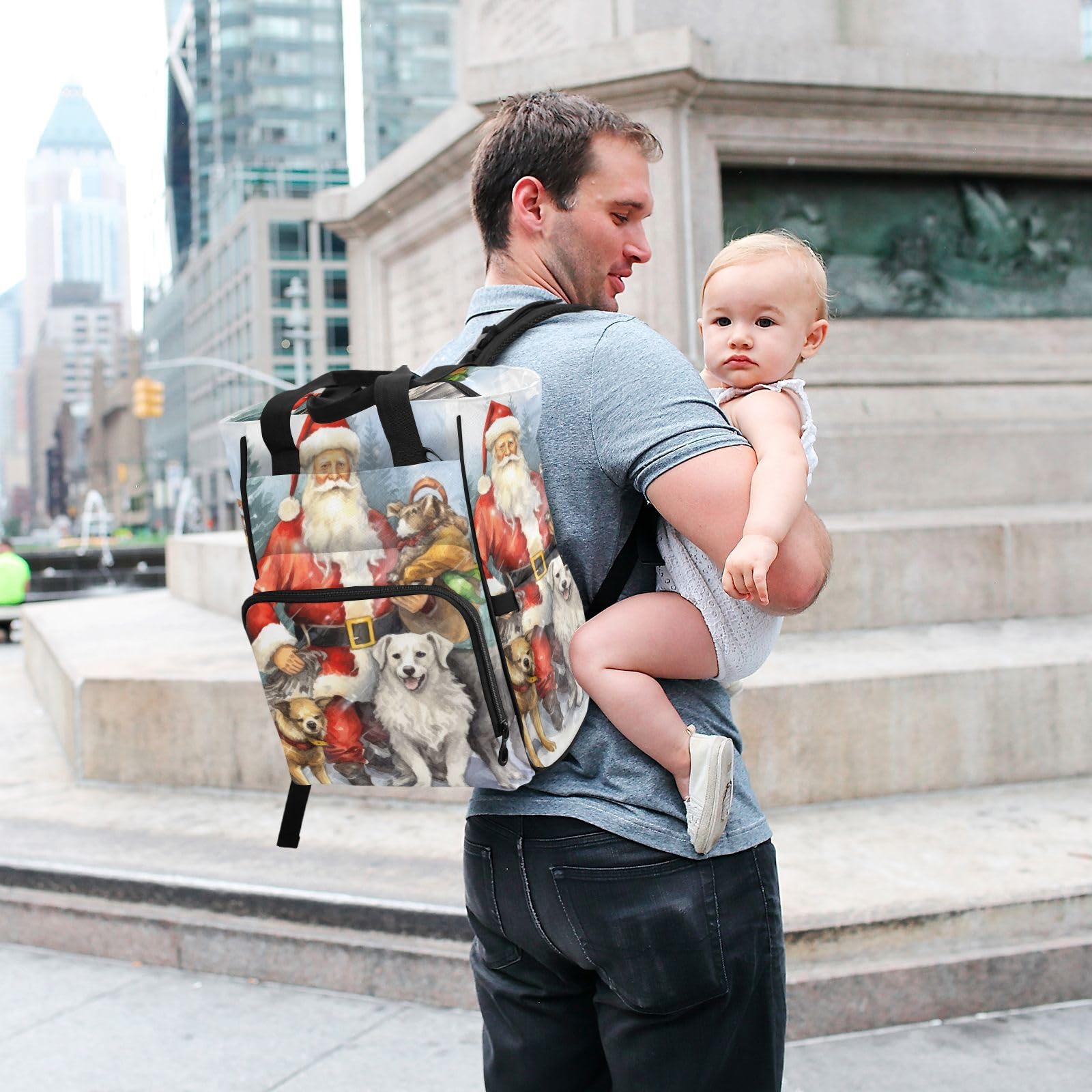 xigua Santa Claus Diaper Bag Backpack Multi Function Baby Changing Bags Waterproof Large Capacity Travel Back Pack for Mom Dad
