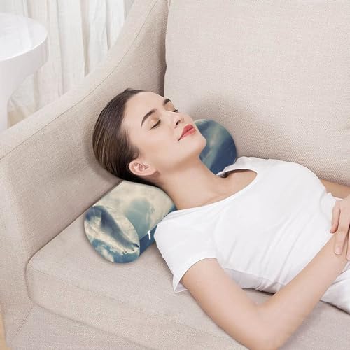 xigua Cute Bear Neck Roll Pillow for Neck Relief with Removable Washable Cover - Memory Foam Round Cylinder Bolster, Ergonomically Designed for Head, Neck, Back, and Legs