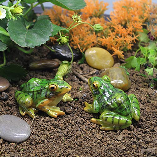 MAOMIA 2pcs Miniature Frog Figurine, Fish Tank Decoration Fairy Garden Turtle Statue Landscape Indoor Outdoor Decor Ornament