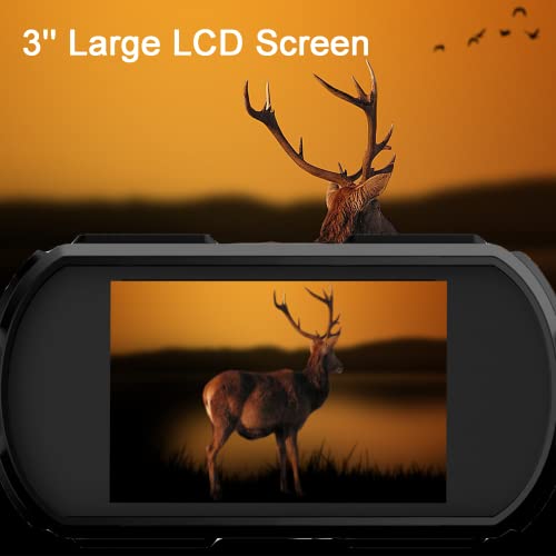 Night Vision Goggles Night Vision Binoculars for Total Darkness,Digital Infrared Night Vision with 3'' Large Viewing Screen and 64GB SD Card for Observing and Recording (Black)