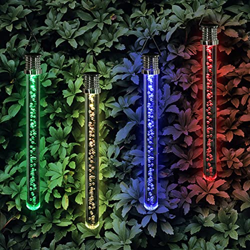 Exhart 4pk Solar Hanging Suspended Bubble Sticks, Color Changing LEDs Fun Outdoor Décor, 4pc, 1"x10"