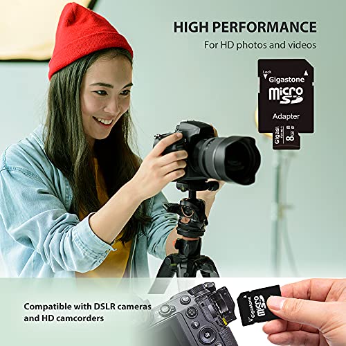 Gigastone 8GB 10-Pack Micro SD Card, Full HD Video, Surveillance Security Cam Action Camera Drone, 85MB/s Micro SDHC Class 10