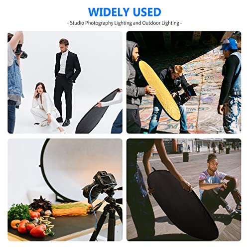 Neewer 5 in 1 Portable Round Collapsible Multi Disc Photography Lighting Reflector 24x36 inches/60x90centimeters with Carrying Case for Photo Studio Shooting