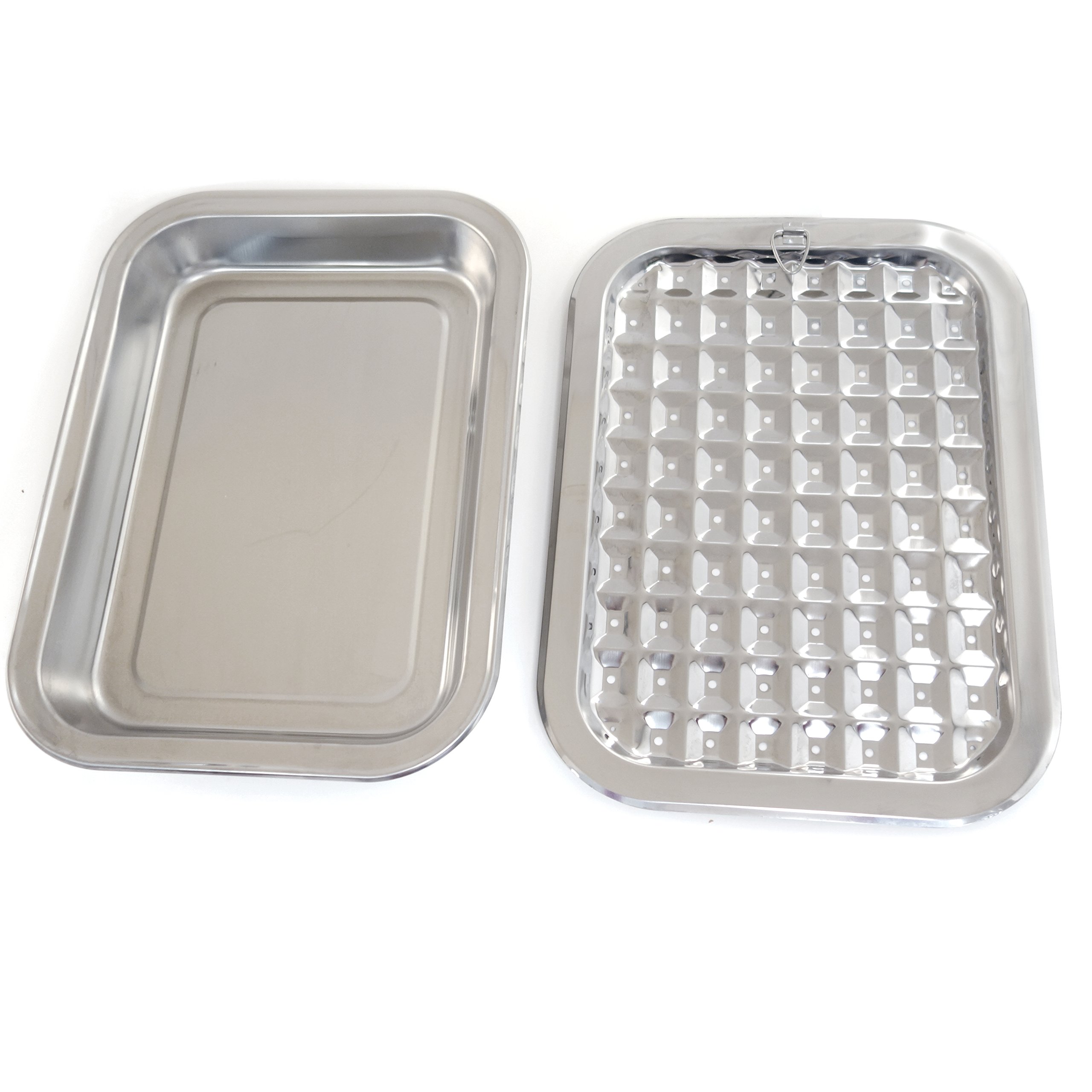 Norpro 274 Stainless Steel Broil/Roast Pan Set, 17 inch, Silver