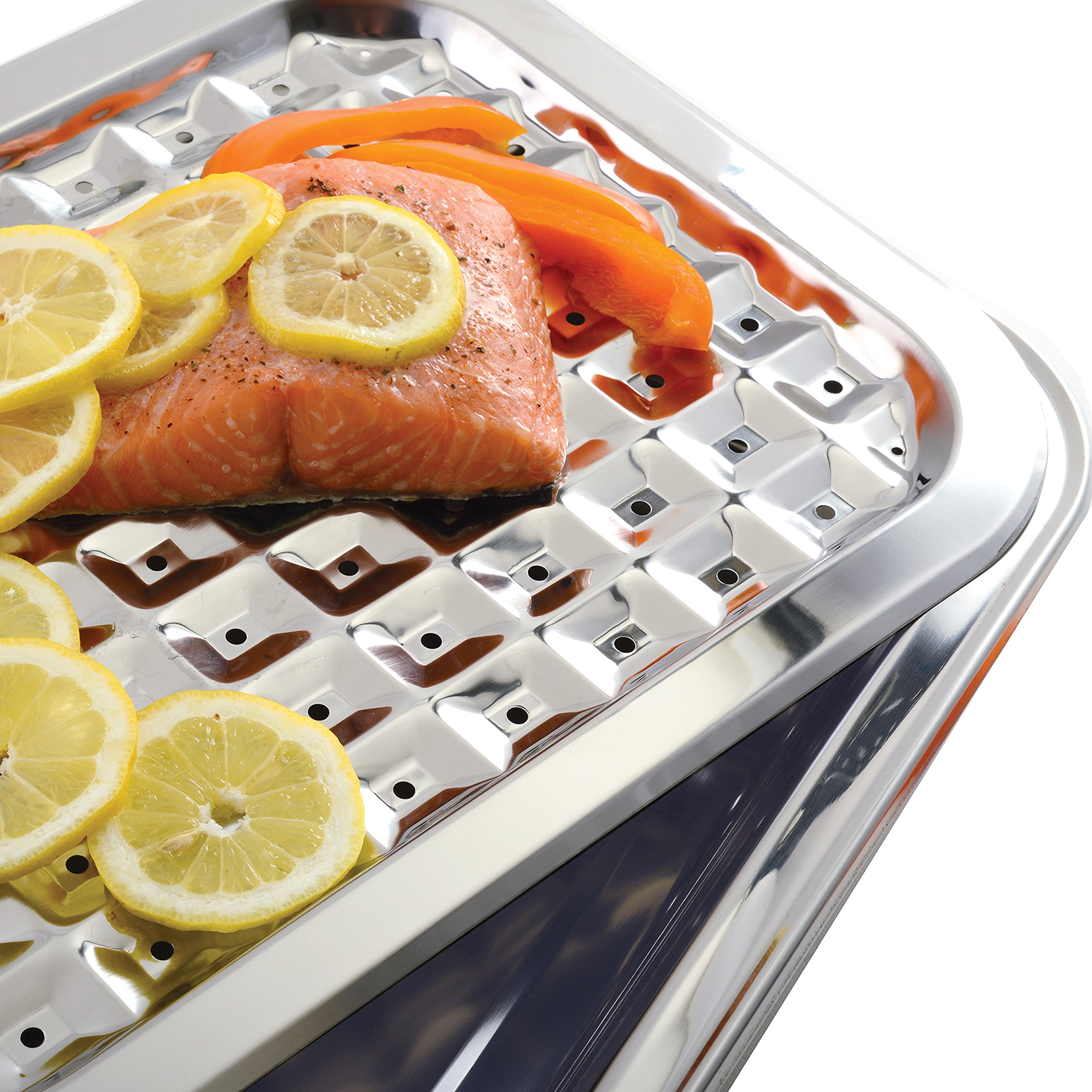 Norpro 274 Stainless Steel Broil/Roast Pan Set, 17 inch, Silver