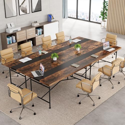 6ft Conference Table Modern Rectangular Meeting Seminar Brown Industrial Vintage Iron MDF Modular