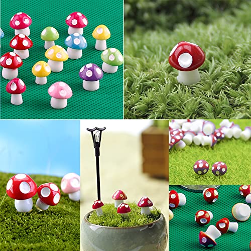 JKanruh 80 Pcs Tiny Mushrooms,Miniature Mushrooms,Fairy Garden Moss Landscape Ornaments for Outdoor Decoration,Home Décor (red)