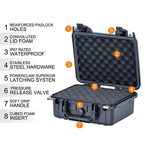 MEIJIA Portable All Weather IP67 Waterproof Protective Case,Hard Camera Case,Dry Case with Customizable Foam,Fit Use Of Drones,Camera,Equipments,10.62 x9.68x4.87inches,Elegant Black