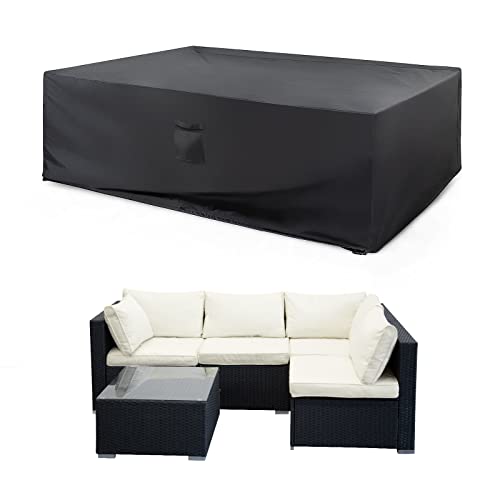 LAUSAINT HOME Patio Furniture Covers, Outdoor Furniture Set Cover Waterproof, Rectangular Outside Table and Chairs Cover, UV Resistant Anti-Fading with Storage Bag Included, 90 X 62 inch