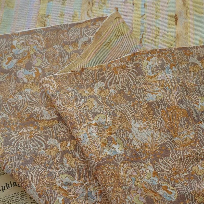 XMTXZYM 2 Meter Yarn Dyed Jacquard Fabric Retro Dress Clothing Decorative Sewing Fabric