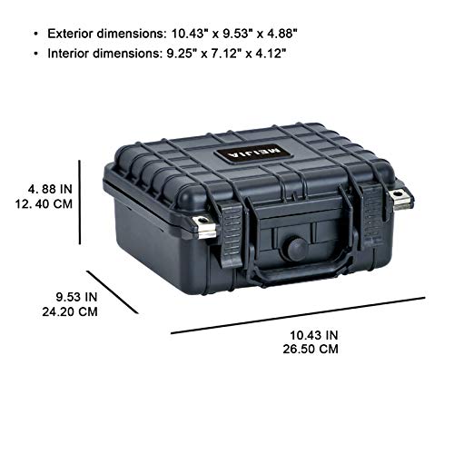 MEIJIA Portable All Weather IP67 Waterproof Protective Case,Hard Camera Case,Dry Case with Customizable Foam,Fit Use Of Drones,Camera,Equipments,10.62 x9.68x4.87inches,Elegant Black