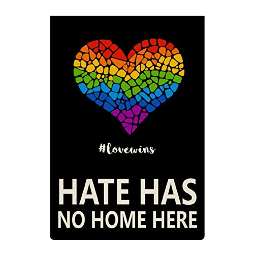 YongColer LGBT Pride Garden Flag, Hate Has No Home Here Yard Sign, Small Yard Flag 12.5x18.5 Inches