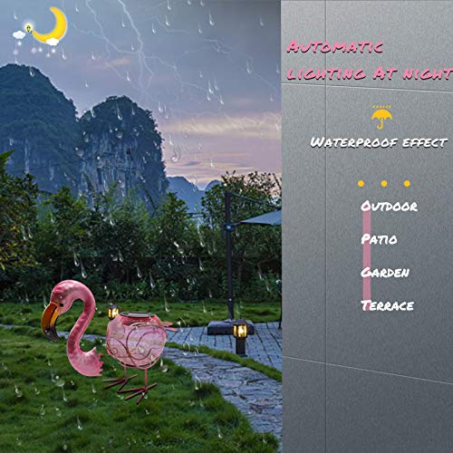 Solar Lights Outdoor Decorative Waterproof LED Lights Flamingo Frog Decorations for Outdoors Patio Garden Yard (Flamingo)