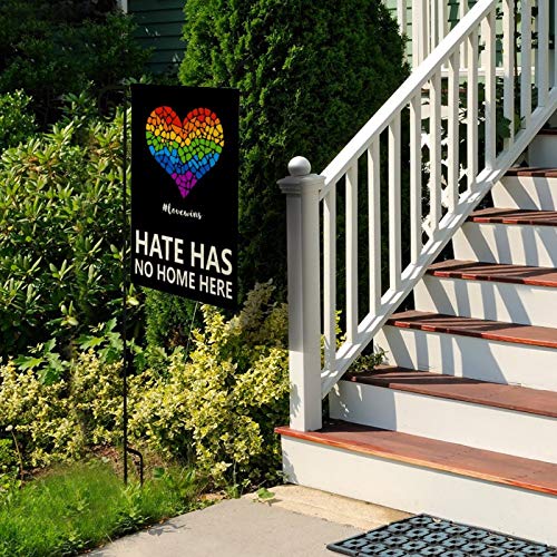 YongColer LGBT Pride Garden Flag, Hate Has No Home Here Yard Sign, Small Yard Flag 12.5x18.5 Inches