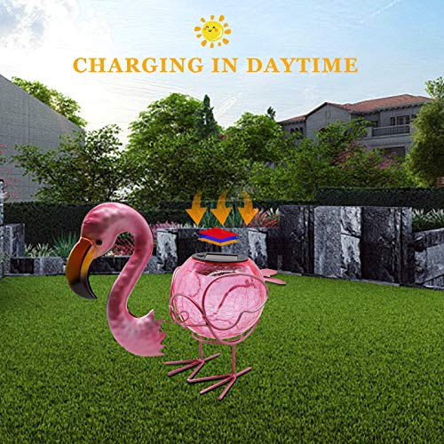 Solar Lights Outdoor Decorative Waterproof LED Lights Flamingo Frog Decorations for Outdoors Patio Garden Yard (Flamingo)