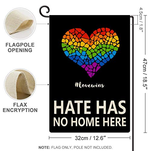 YongColer LGBT Pride Garden Flag, Hate Has No Home Here Yard Sign, Small Yard Flag 12.5x18.5 Inches