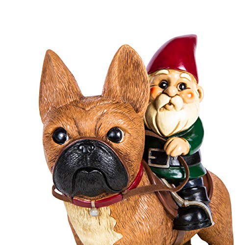 Kwirkworks Garden Gnome - French Bulldog Lawn Statue Figurine - 9 inches Tall