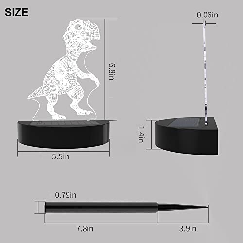 AVEKI Solar Garden Lights LED Landscape Light with 3D Dinosaur Pattern Colors Changing Night Light Auto On/Off Lawn Lights for Garden Yard Sidewalk Driveway Walkway