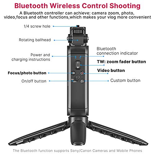 MT-40 Remote Shooting Grip Extendable Vlogging Grip Handle Tripod Camera Selfie Video Recording Accessorries for Sony ZV-1, A7C, A7R IV, RX100 VII, RX100M7, A7 III, A7R III, A7R IV, A9