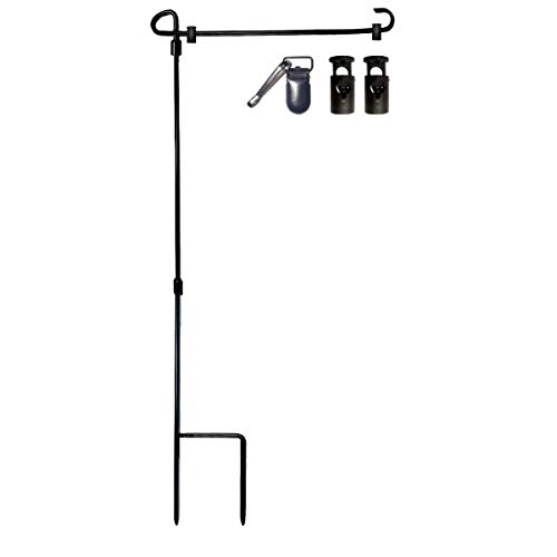 Garden Flag Stand Iron Garden Flag Pole 36.5x16.5 inch with 2 Flag Stopper and 1 Tiger Clip Garden flag stake for Outdoor Decorate Garden Yard