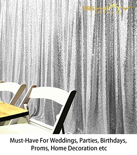 Sequin Backdrop 4x10ft Silver Sequin Curtains 2 Panels Wedding Drapes Glitter Backdrop Curtains for Parties Photography Background (4FTx10FTx2PC, Silver)