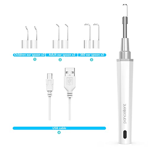 Pancellent Digital Otoscope Camera with Light, Ear Camera and Wax Remover, Video Ear Scope with Ear Wax Removal Tools, Compatible with iPhone, iPad, Android Smart Phone (Basic Edition White)