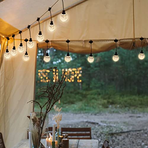 MuDay Globe Outdoor String Lights,25FT Shatterproof Connectable Hanging Light, 20 Crystal Globe G50 Bulbs,Extendable Patio Lights for Backyard, Bistro, Party, Garden(Warm White)