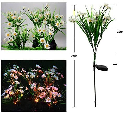 AMZSTAR Solar Lawn Light Flower Light 2 Pack 28LED Daisy Solar Garden Light,Outdoor Decoration Stake Lights,Waterproof Solar Landscape Light Statue lamp Garden Stakes Decorative,Lawn (White)