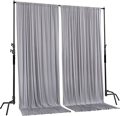 AK TRADING CO. 10 feet x 10 feet Polyester Backdrop Drapes Curtains Panels with Rod Pockets - Wedding Ceremony Party Home Window Decorations - Silver