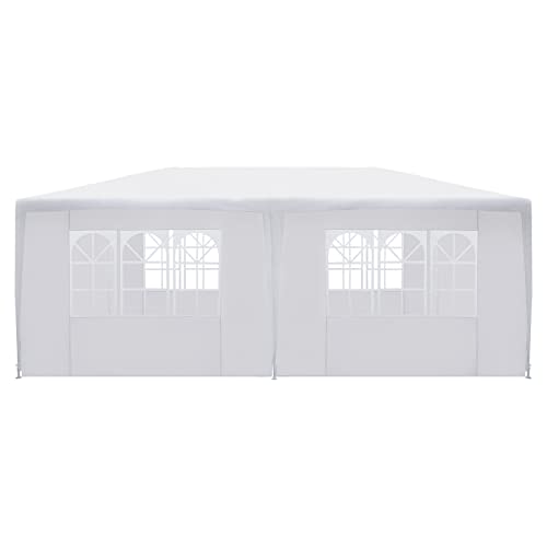 Canopy with 6 Side Panels 10x20ft Waterproof Outdoor Garden Shelter Heavy Duty White Tent Awnings Sturdy Steel Frame UV Protection for Patios Picnic Beach Wedding Festival Wedding Party Camping