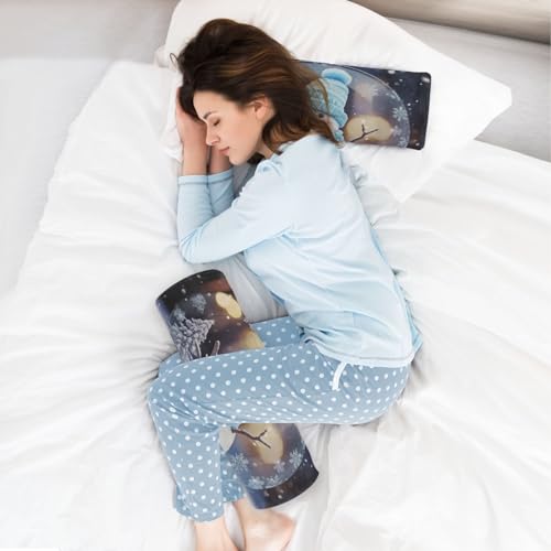 xigua Blue Snowman Neck Roll Pillow for Neck Relief with Removable Washable Cover - Memory Foam Round Cylinder Bolster, Ergonomically Designed for Head, Neck, Back, and Legs