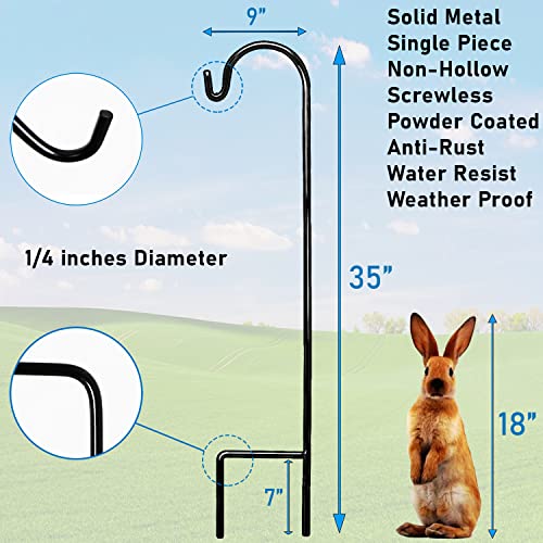 Ashman Shepherds Hook 10 Pack Black, 35 Inches Tall, Made of Premium Metal for Hanging Solar Light, Bird Feeders, Mason Jars, Garden Stake and Wedding Décor