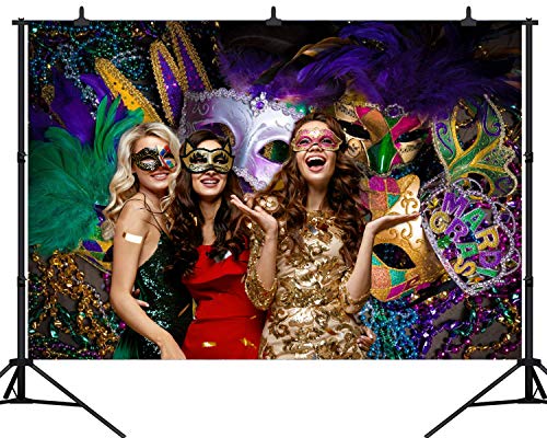 Mardi Gras Theme Photography Backdrop Masquerade Backgrounds Birthday Dancing Party Photo Booth for Wedding Bachelorette Party Decorations Banner 61